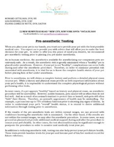 Pre-anesthetic testing | Animal Medical New City